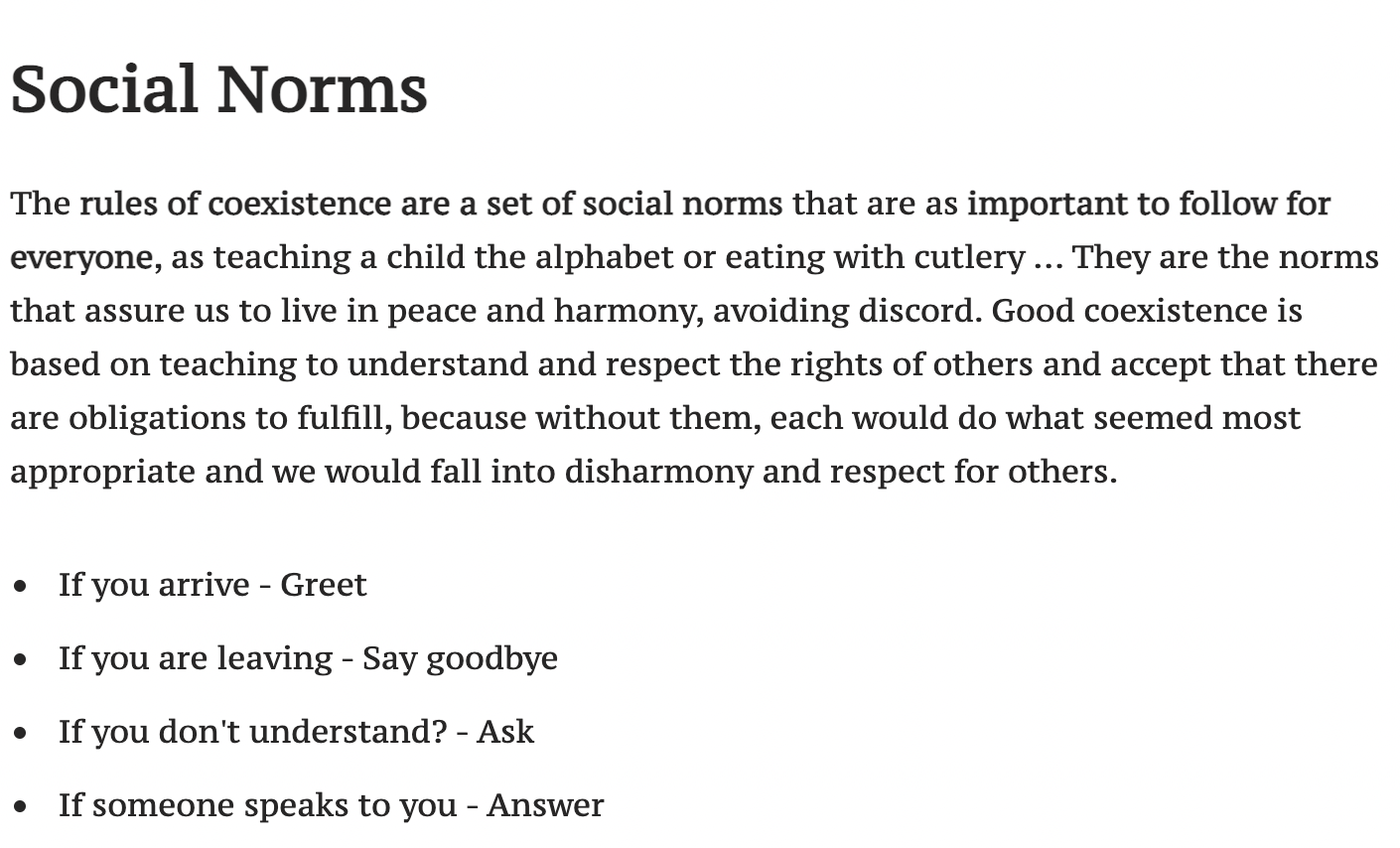 Basic rules of coexistence - GaiaVerso